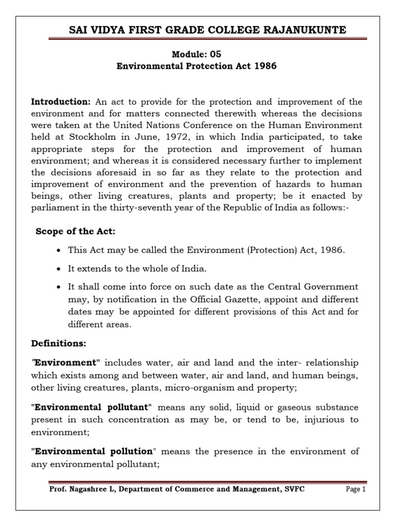 Environmental Protection Act 1986 | PDF | Water Pollution | Pollution