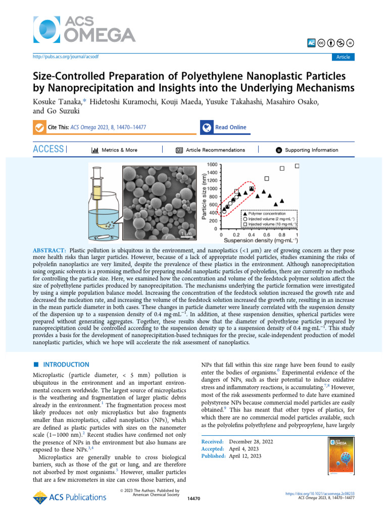 Size-Controlled Preparation of Polyethylene Nanoplastic Particles - kosuke tanaka | PDF ...