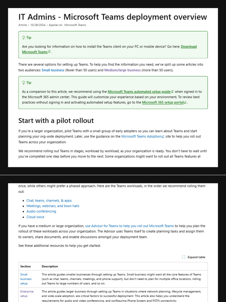 IT Admins - Microsoft Teams deployment overview - Microsoft Teams _ Microsoft Learn | PDF ...