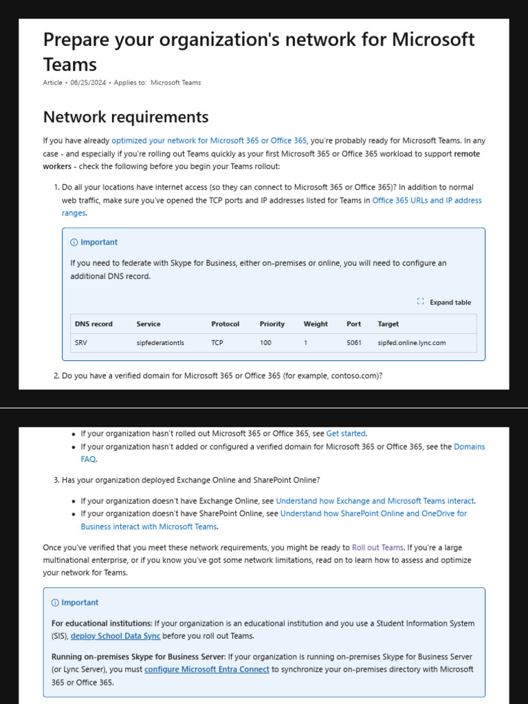 Microsoft Teams Network Preparation Guide | PDF | Computer Network ...