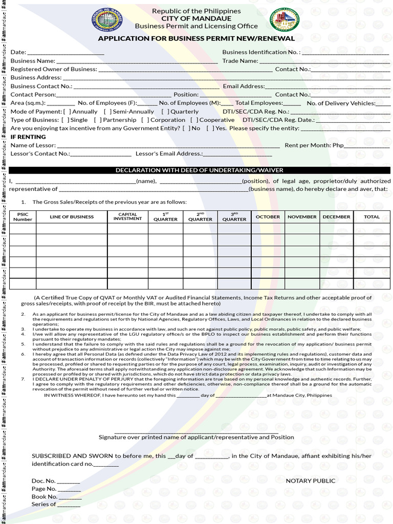 Sworn Statement & Application-Form | PDF | Business | Government Finances