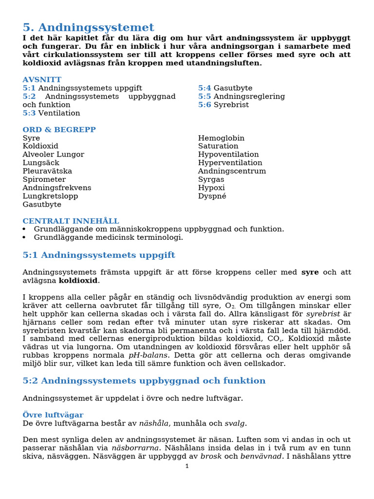 Andningssystemet | PDF