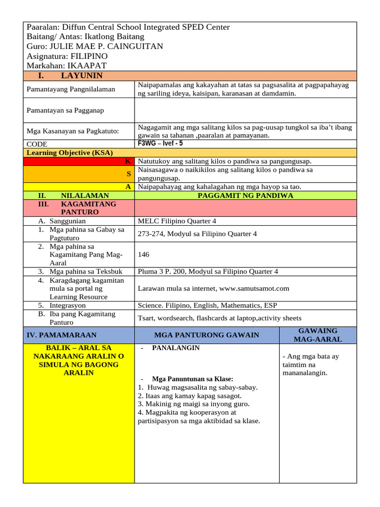 Grade 3 FILIPINO | PDF