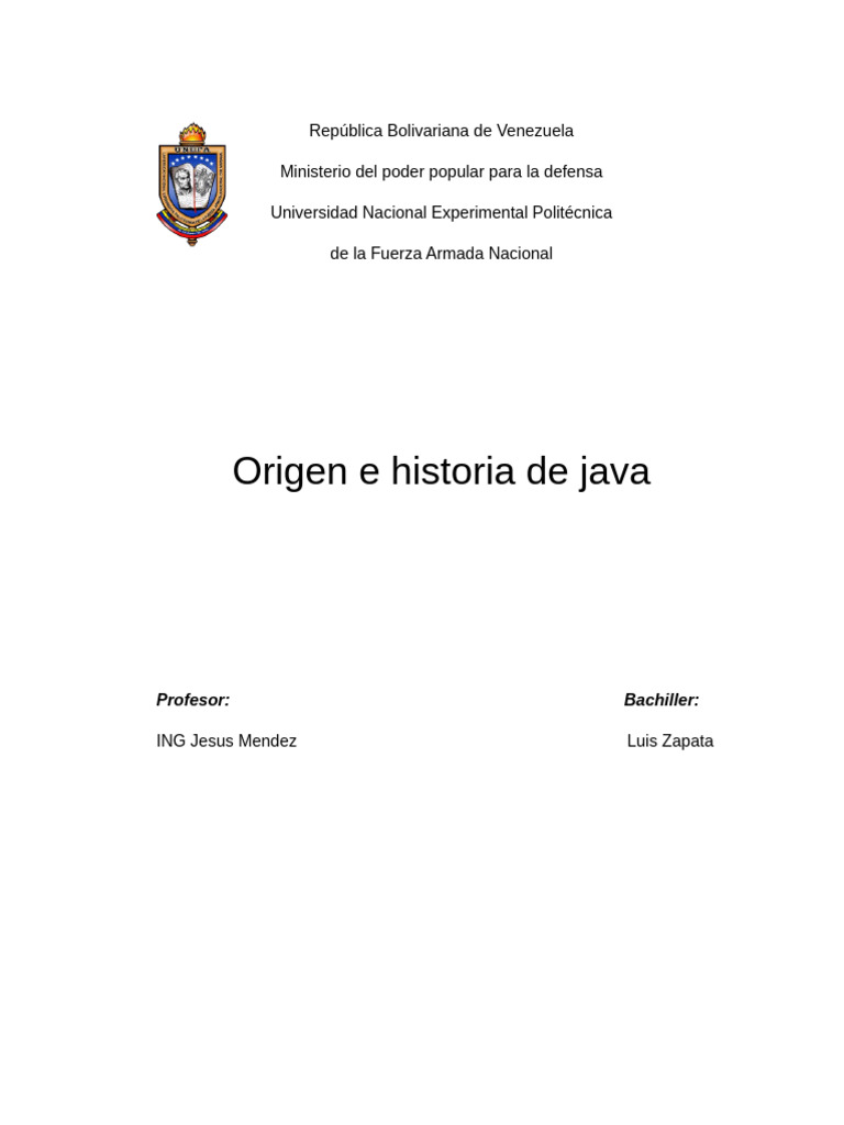 Luis Zapata 30445503 Trabajo Origen e Historia de Java Computación Envanzada | PDF | Java ...