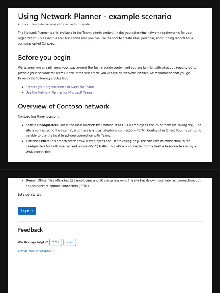 Using Network Planner - example scenario - Microsoft Teams _ Microsoft Learn | PDF
