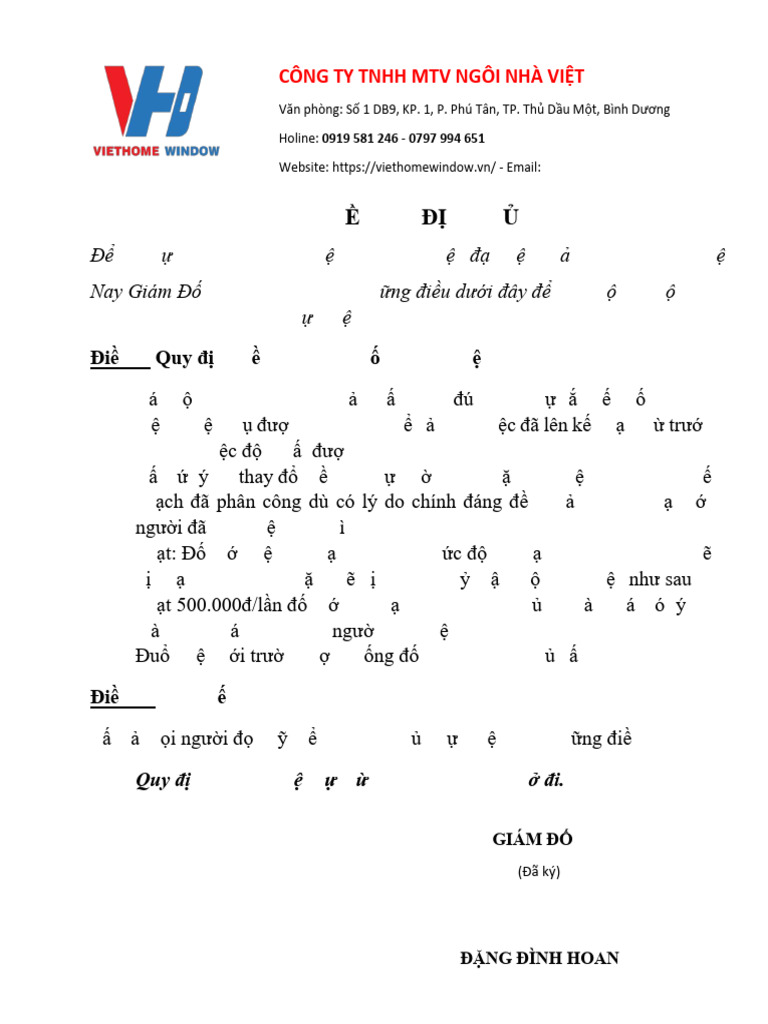 Quy Dinh Phan Cong Viec | PDF