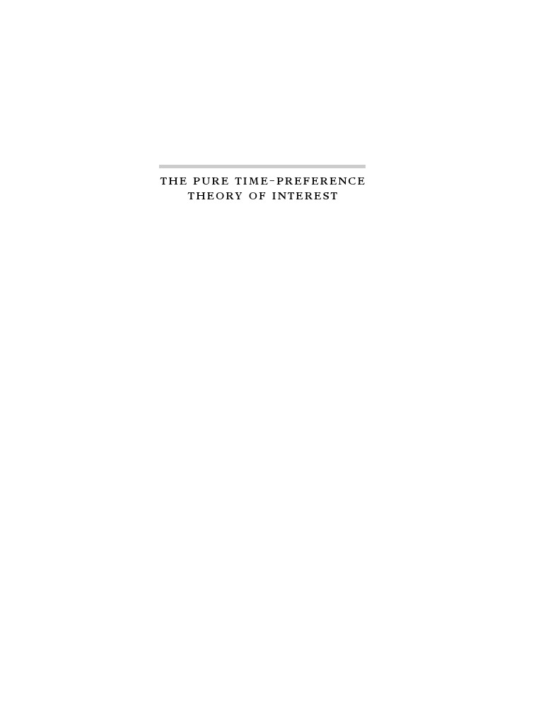 The Pure Time-Preference Theory of Interest | PDF | Interest | Value ...