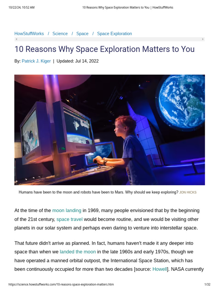 10 Reasons Space Exploration Matters | PDF | Nasa | Space Exploration