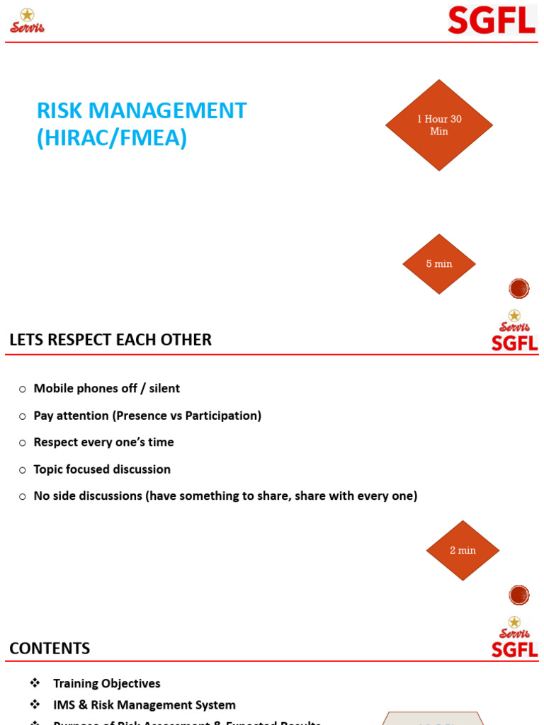 Training - RISK Management (HIRAC-FMEA) | PDF | Risk | Risk Assessment