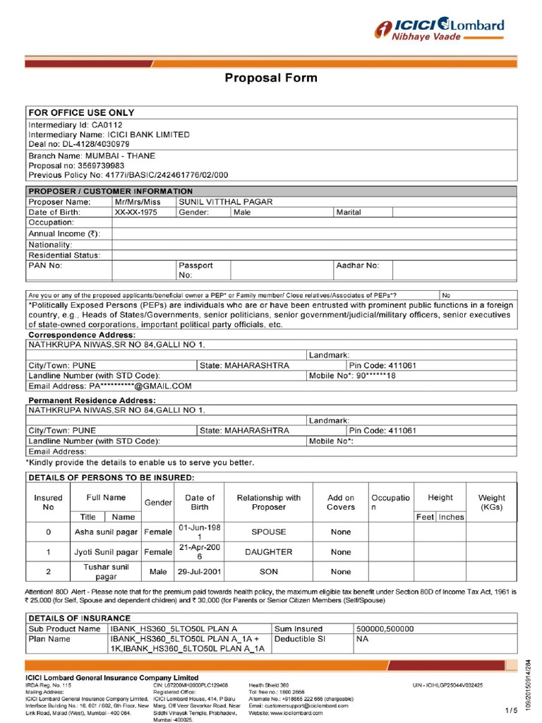 Proposal Form Schedule | PDF