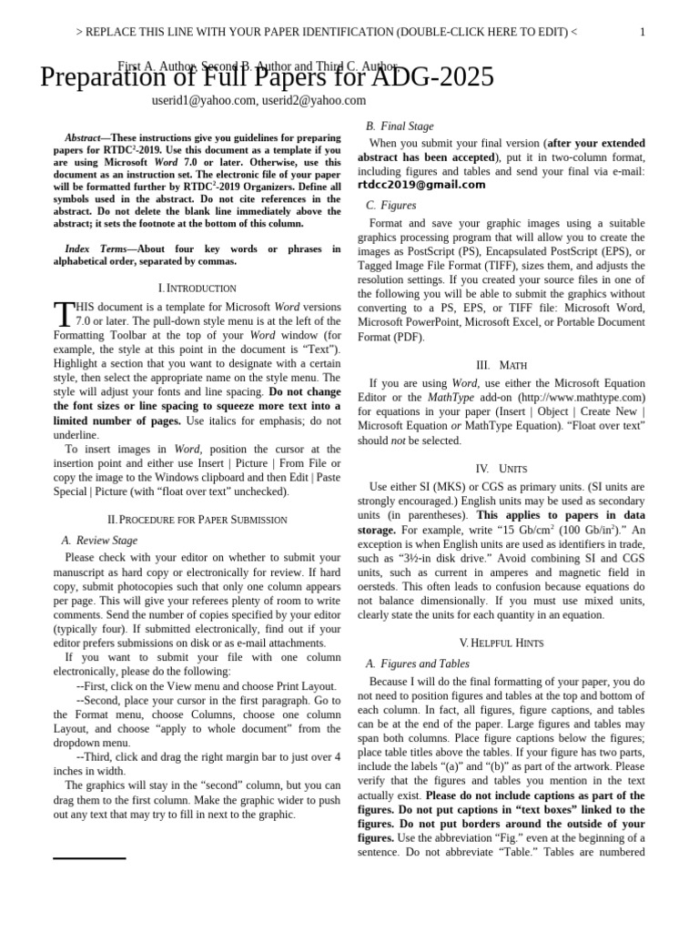 RTDC2-2019 Paper Submission Guidelines | PDF