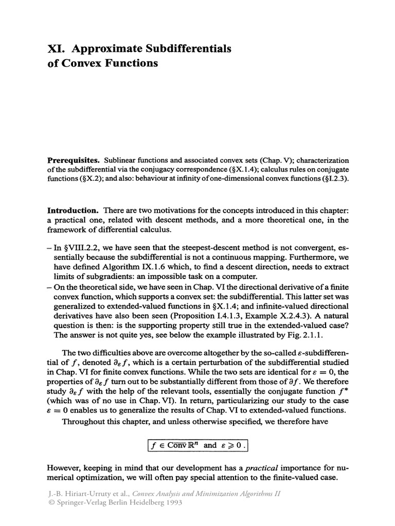 Convex Analysis And Minimization Algorithms Ii Chapxi Pdf Function