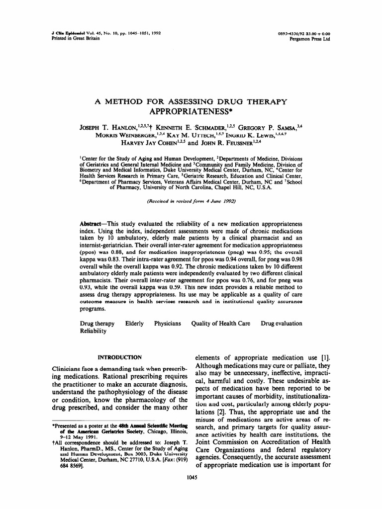 A Method For Assessing Drug Therapy Appropriateness | PDF | Pharmacy ...