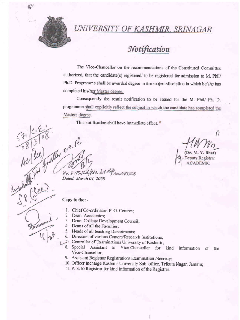 Degree Awarded As Per Notification 200 | PDF