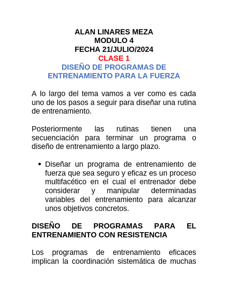 Alan Linares Meza. M4 | PDF | Entrenamiento de fuerza