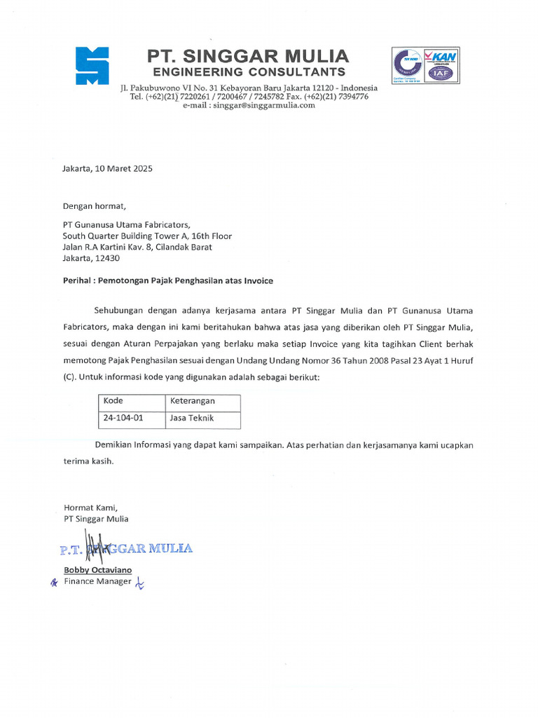 PTSM - Surat Keterangan Pemotongan Pajak | PDF