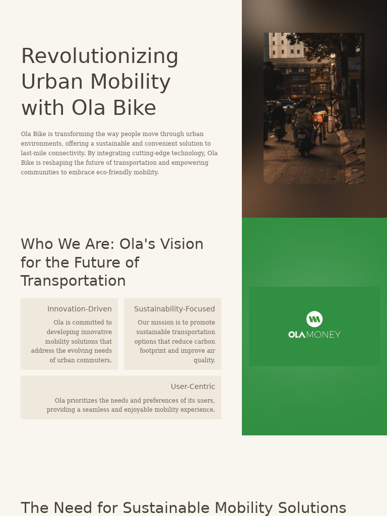 Revolutionizing Urban Mobility With Ola Bike | PDF | Sustainable ...