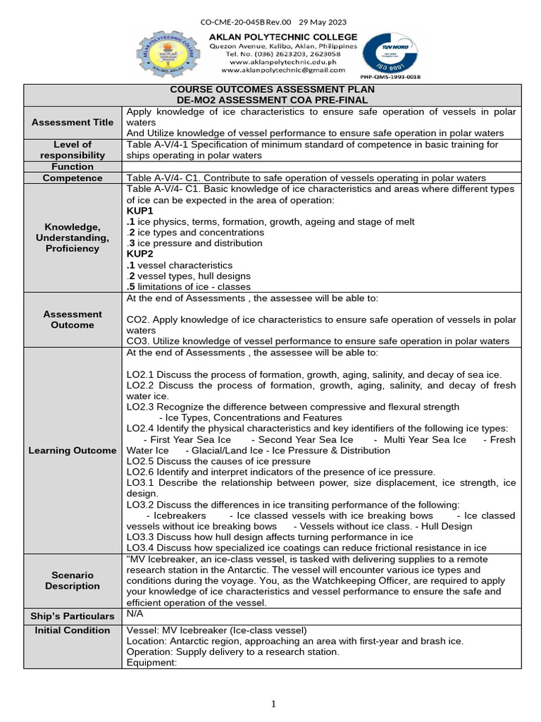 DE-MO2 CO2 CO3 COGNITIVE PRE-FINAL OK | PDF | Ice | Sea Ice