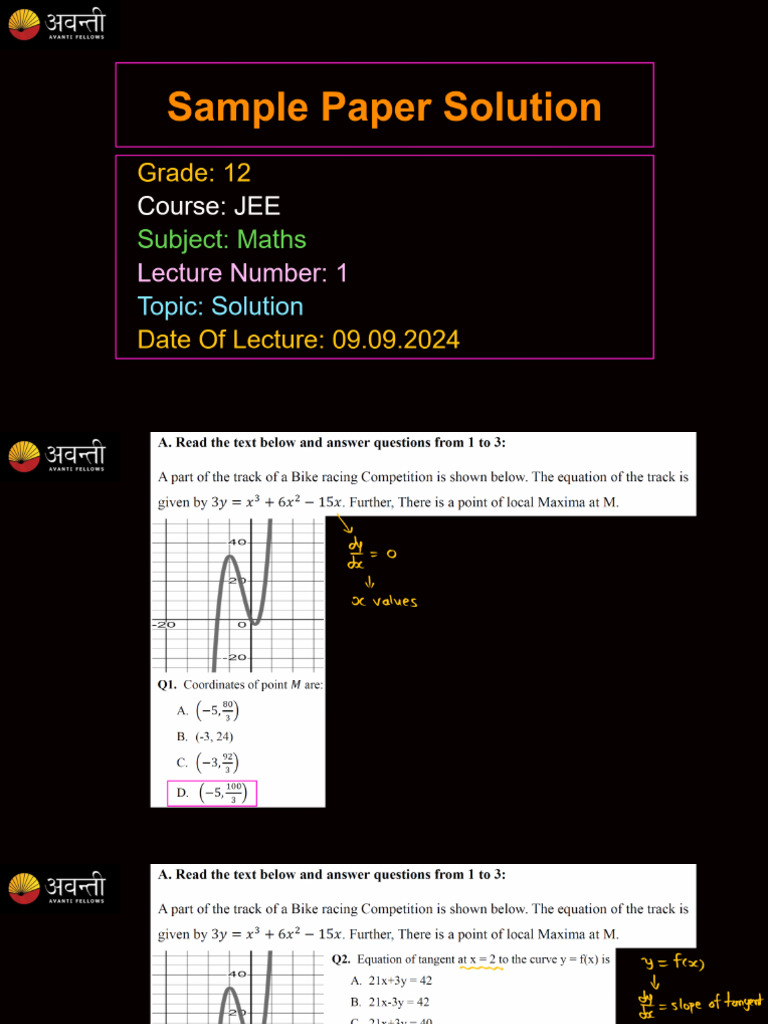 L01 - Class 12 - Sample Paper Solution - P01 | PDF