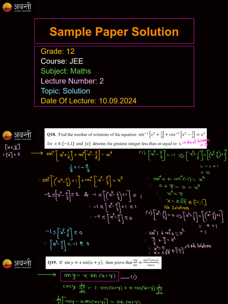 L02 - Class 12 - Sample Paper Solution - P02 | PDF