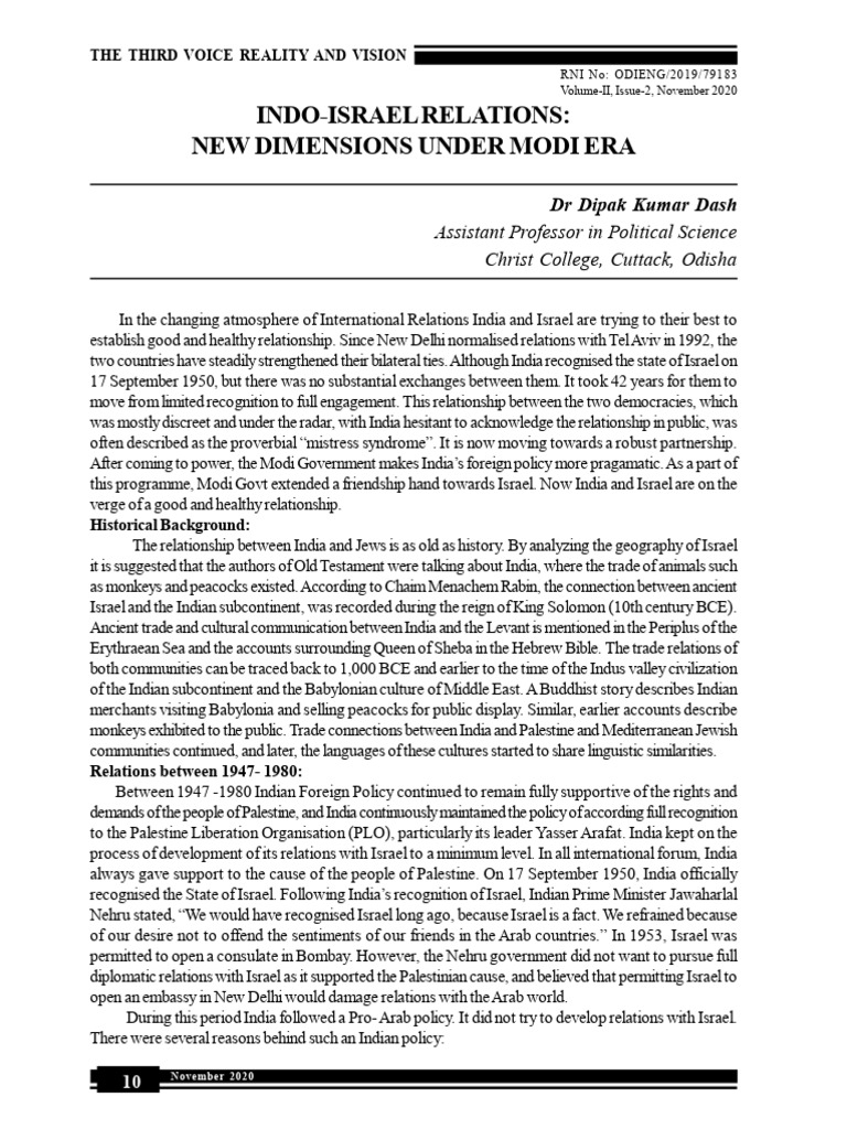 Indo-Israel Relations: Modi Era Insights | PDF | Israel | World Politics