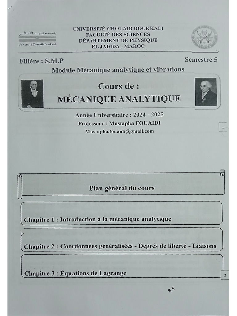 Cour Mécanique Analytique Smp-5 | PDF