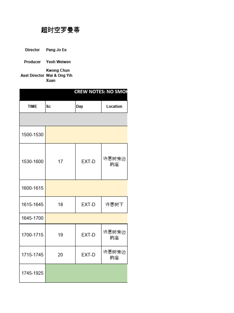 Daily Call Sheet | PDF