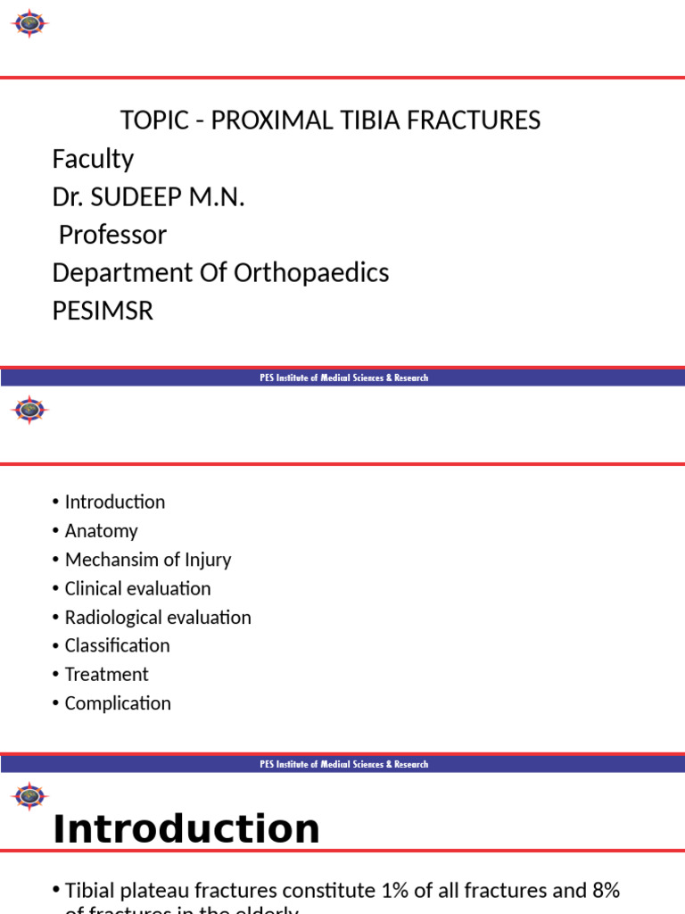 Proximal Tibia Fracture Overview | PDF | Musculoskeletal System ...