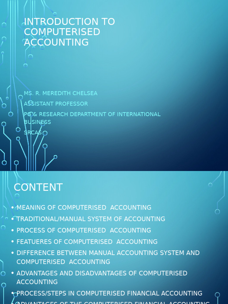Introduction To Computerised Accounting Pdf Accounting Data