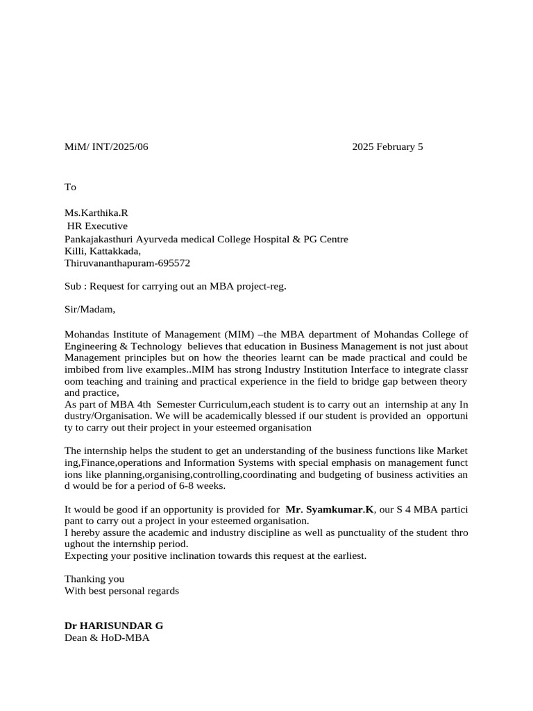 Internship-Bonafide Letter (4) - Copy | PDF