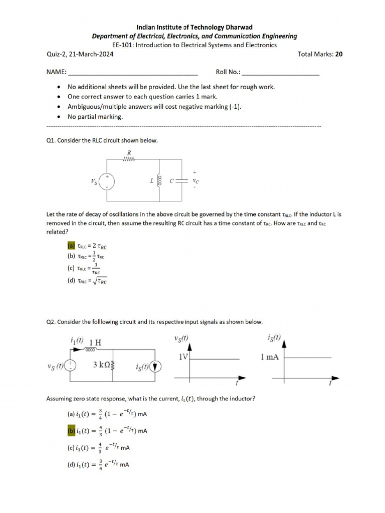 EE101-Quiz2_solns | PDF