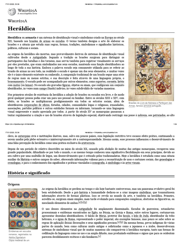 Heráldica - Wikipédia, A Enciclopédia Livre | PDF | Heráldica | Nobreza