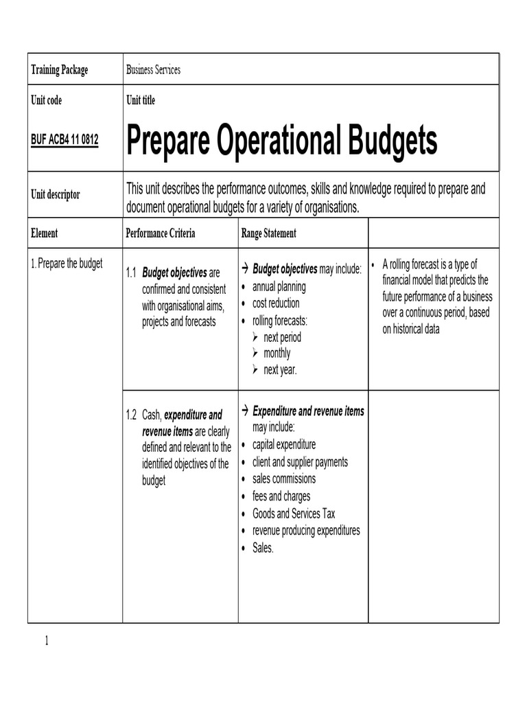 Operational Budget Preparation Guide | PDF | Budget | Expense