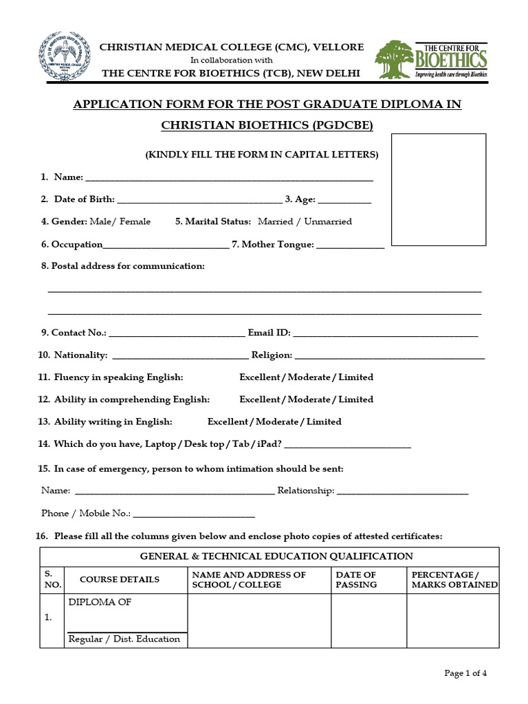 Pgdcbe Application Form 2025 | PDF