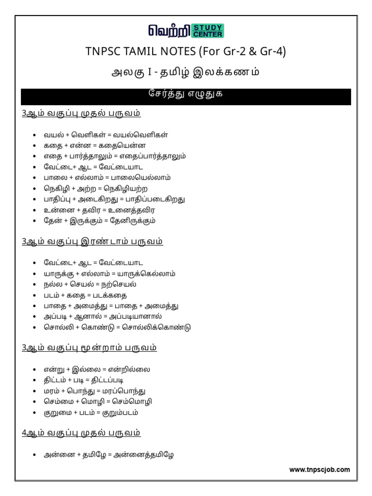 TNPSC Tamil Ilakkanam Notes Serthu Eludhuga | PDF