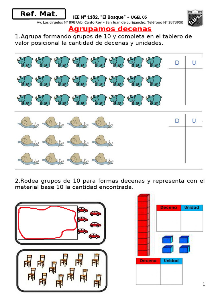 REF MATEMATICA Agrupamos Decenas | PDF