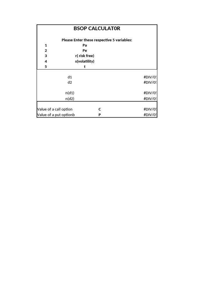 BSOP Calculator | PDF