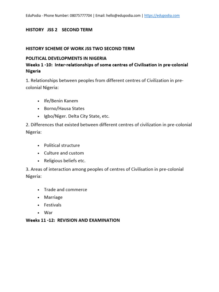 History JSS2 2nd Term | PDF