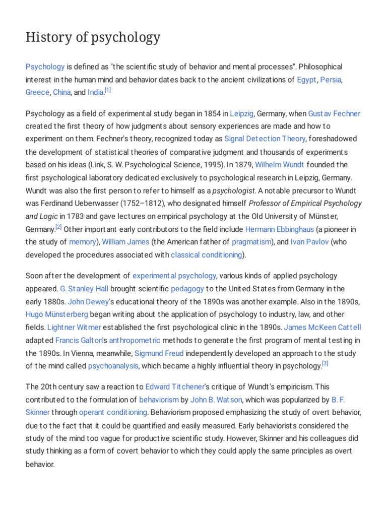 History of Psychology - Wikipedia | PDF | Psychoanalysis | Sigmund Freud