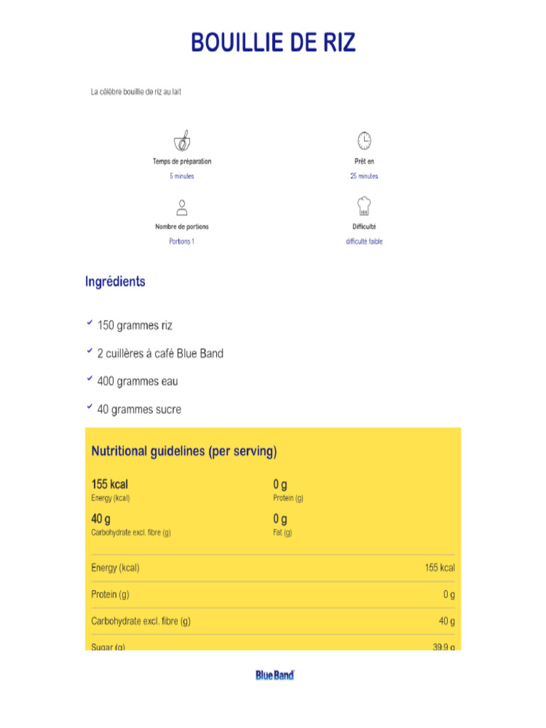 Bouillie de Riz _ Blueband | PDF