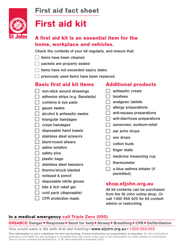 Fact Sheets First Aid Kit | PDF | First Aid | Medicine