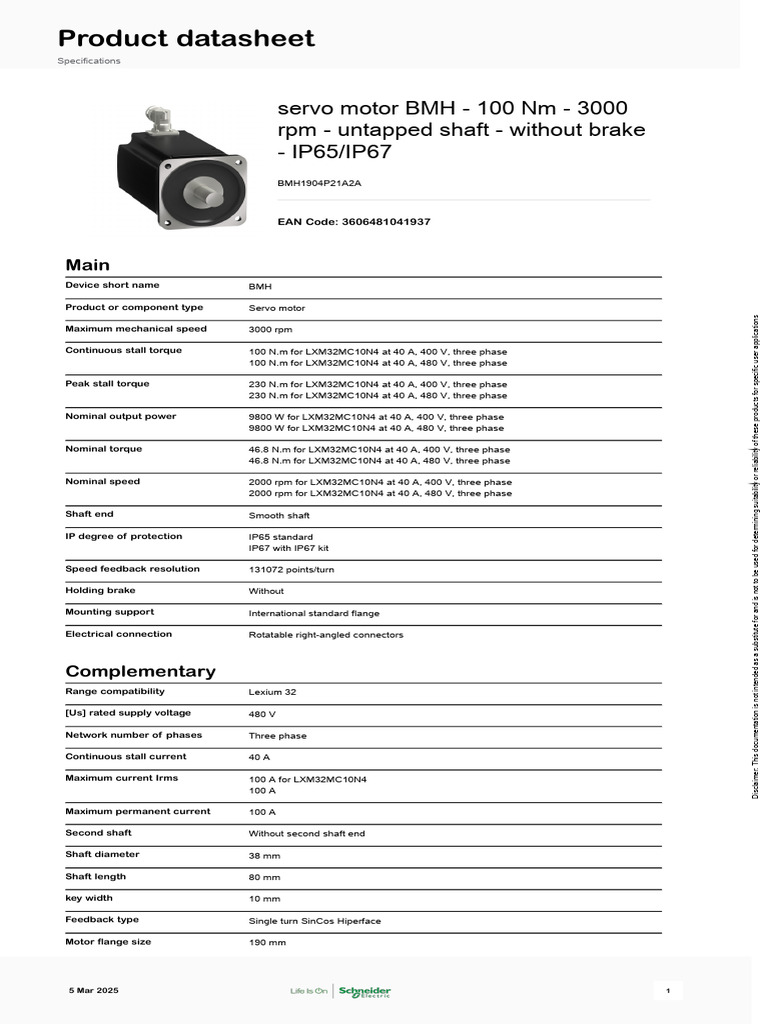 Schneider Electric_Lexium-32-Motors_BMH1904P21A2A-3 | PDF | Electric ...