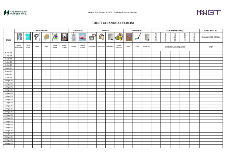 Toilet Cleaning Checklist | PDF | Hand Washing | Public Services