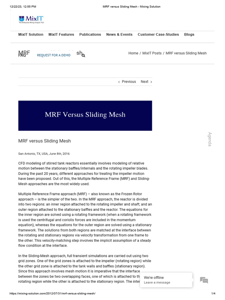 MRF Versus Sliding Mesh - Mixing Solution | PDF | Simulation ...