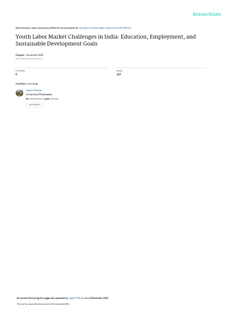 Youth Labor Market Challenges in India | PDF | Unemployment | Employment