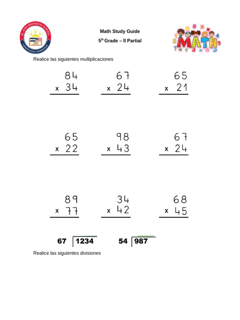 Math Study Guide 5th Grade - I Partial | PDF