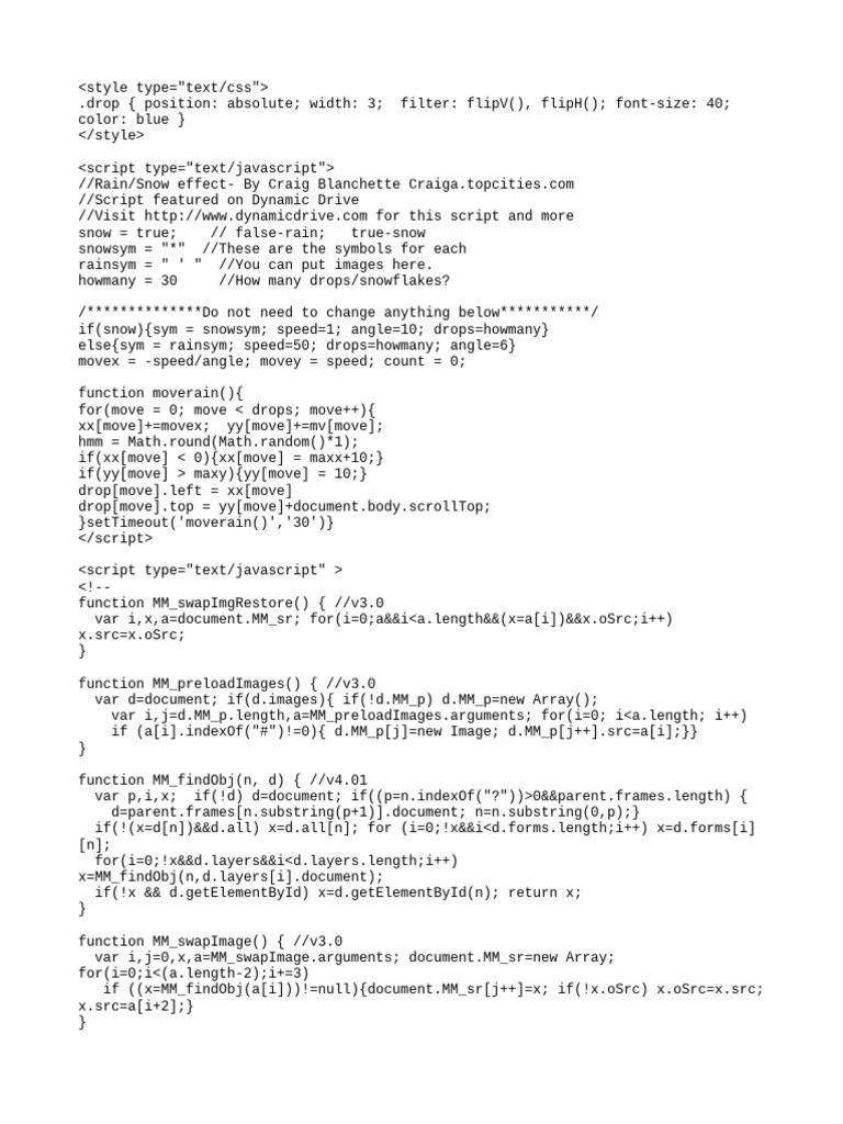 JavaScript Snow and Rain Animation | PDF