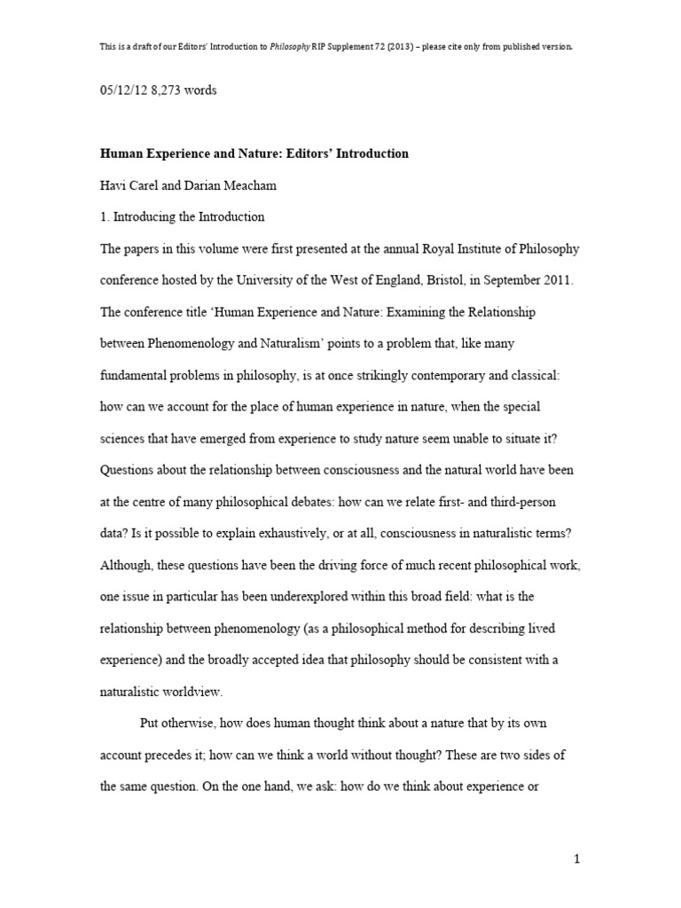 Human_Experience_and_Nature | PDF | Phenomenology (Philosophy) | Edmund ...