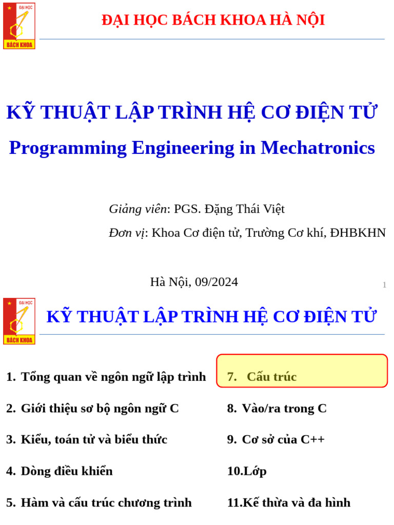 Chapter 7-ME 3301-Ky Thuat Lap Trinh He Co Dien Tu | PDF