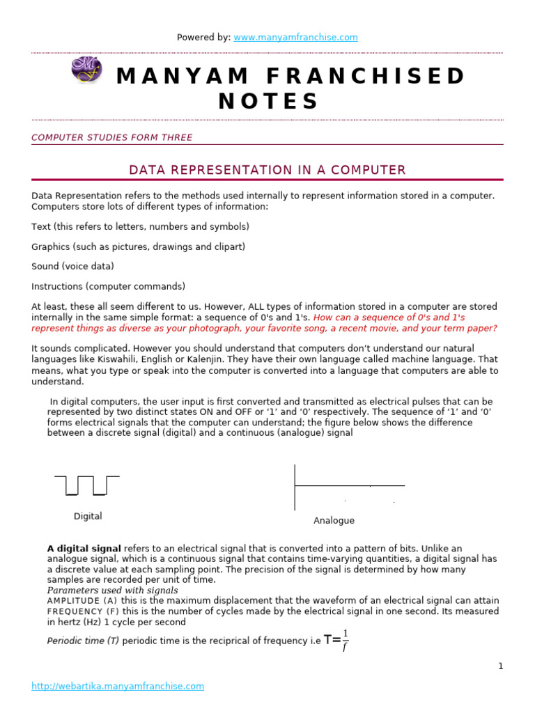 Data Presentation in A Computer | PDF | Bit | Computer Data Storage